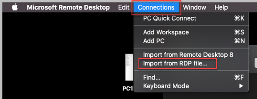 Connect to PC via RDP on a Mac - Import RDP File – AP3D Consulting