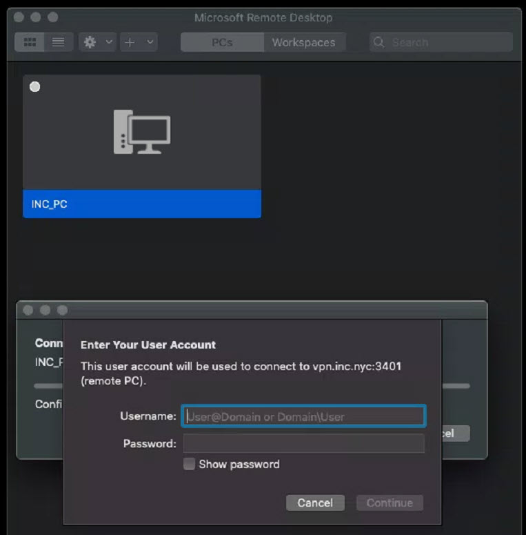 Connect to PC via RDP on a Mac - Import RDP File – AP3D Consulting
